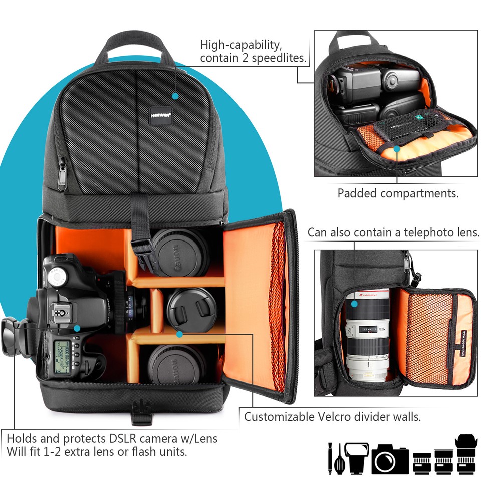 Neewer Pro Camera Case Sling Backpack Bag for Nikon Canon Sony Orange ...