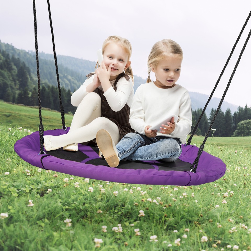 40"Outdoor Round Safe Spider Swing w/ Ropes Adjustable for Kids Yard ...