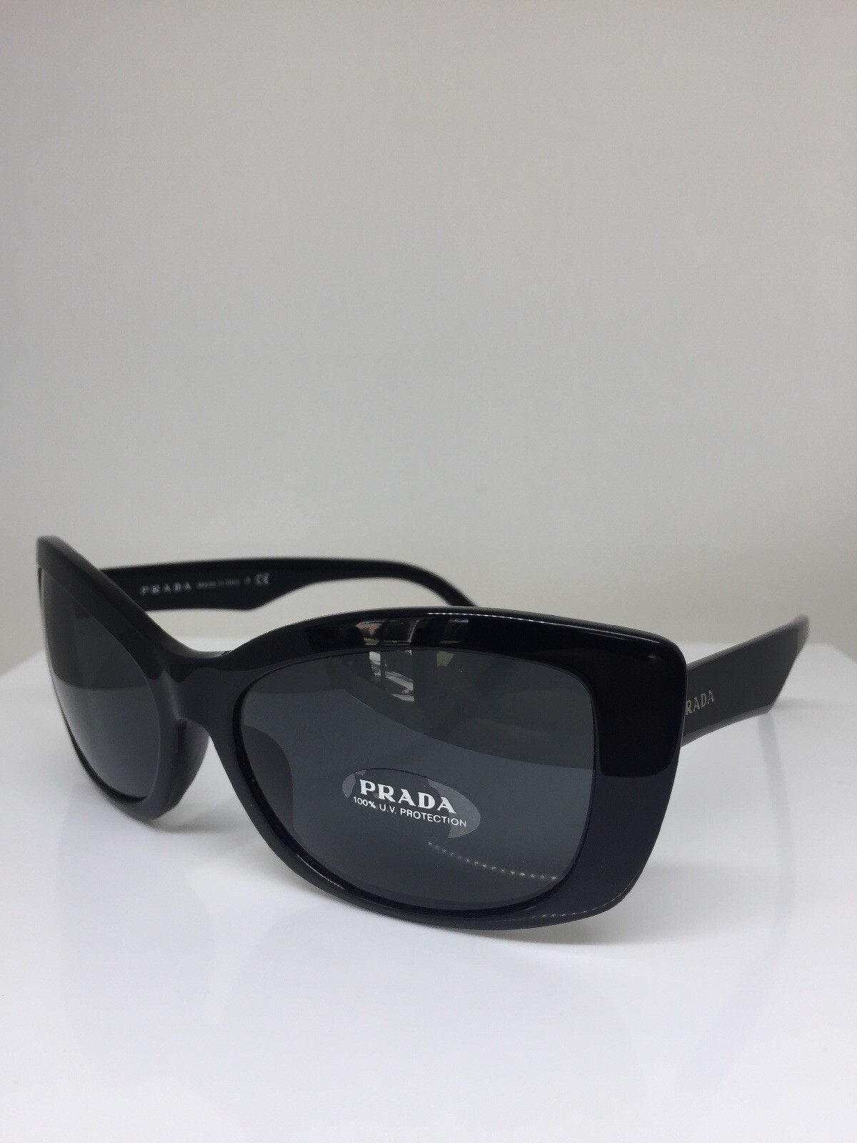 New Authentic Prada SPR 03N SUNGLASSES C. 1AB-1A1 Shiny Black w/ Grey ...