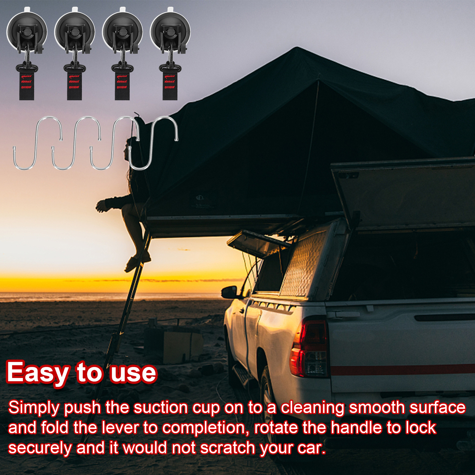 Suction Cup Anchor Heavy Duty Car Mount Luggage Tarps Tents Tie Down ...