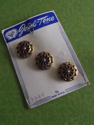 3 Vintage Metal Buttons Jewel Tone 23mm 2 part metal jewelry scrapbo ...