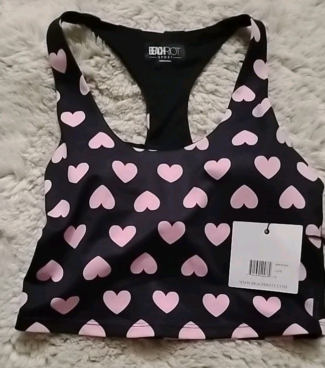Beach Riot Sport Sports Bra Womens Medium Black Racerback Crop Yoga ...