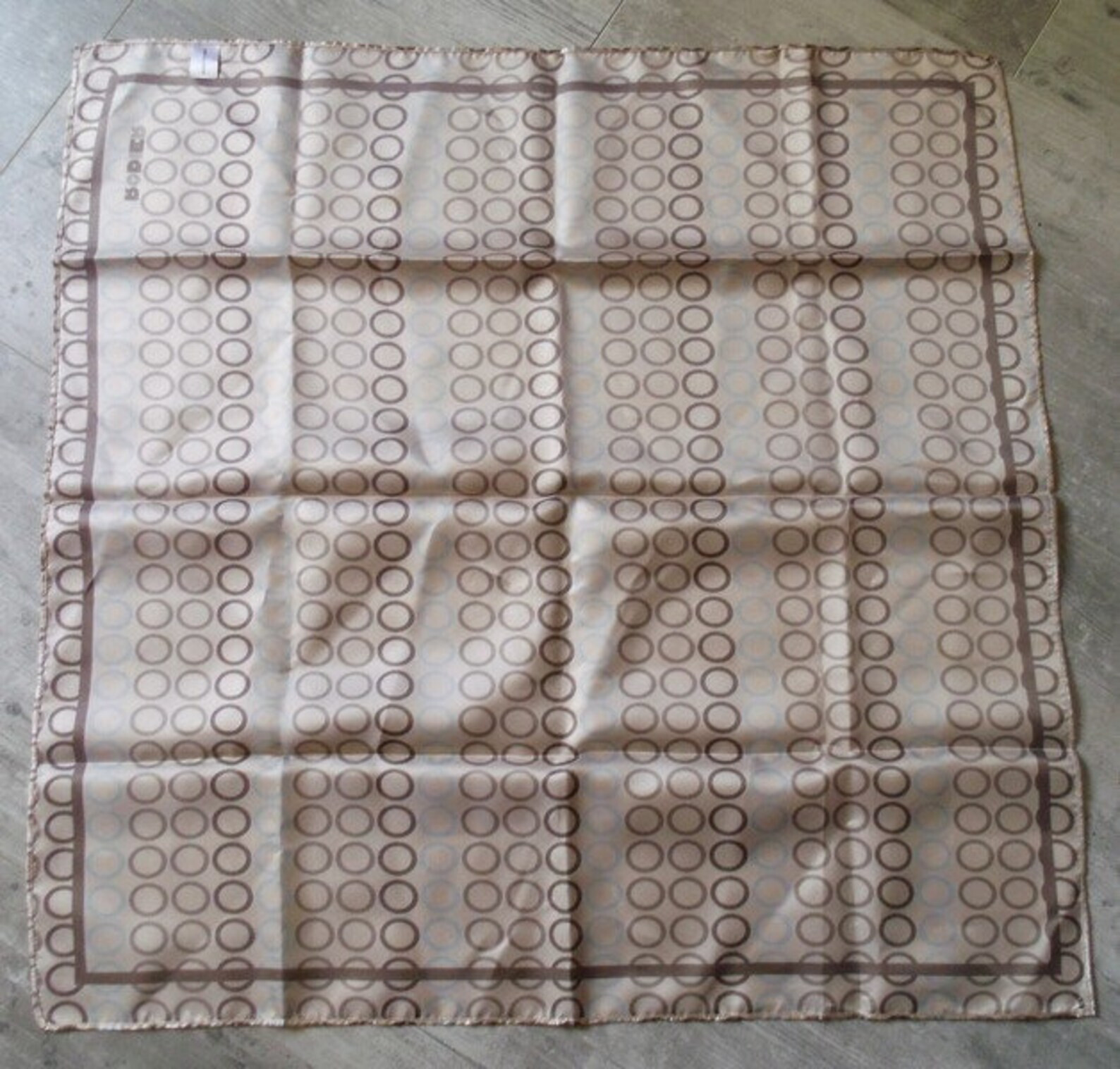 Foulard vintage Rodier beige et bleu géométrie Vintage scarf brown an ...