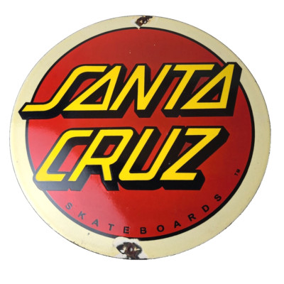 Vintage Santa Cruz Sign - Skateboarding Surfing Advertisement Porcelain ...