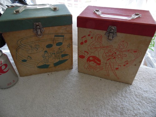 Vintage 45 RPM Vinyl 2 Storage Box Holders Carrying Case & Records | eBay