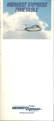 Midwest Express Airlines system timetable 5/1/90 [9111] Buy 4+ save 50% ...