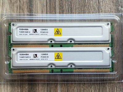 Lot of 2 2x128Mb Toshiba THMR1N8E-6 RDRAM Memory Module PC600-53 ...
