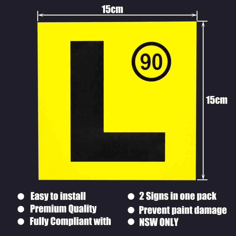 2Pcs Learner Magnetic Yellow L Plate with Speed Limit Display for NSW ...
