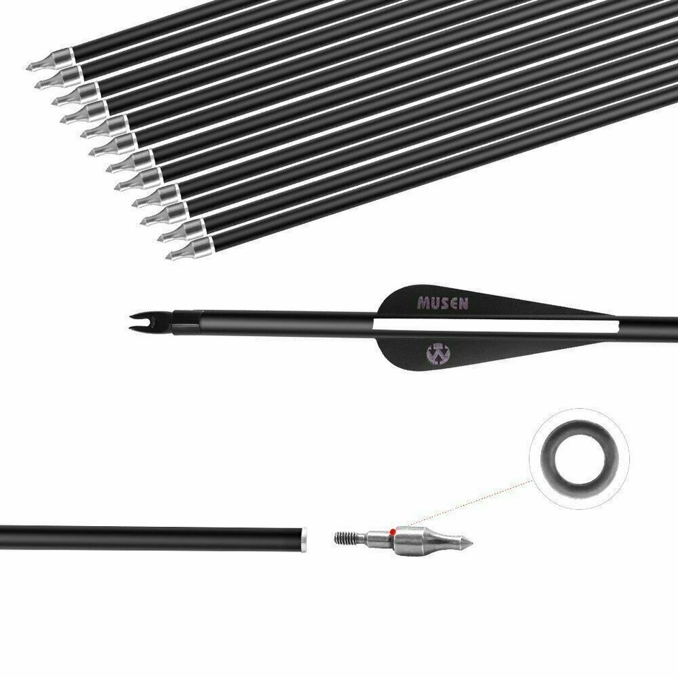 12 Pcs 30 inch Archery Fiberglass Arrows OD 8mm For Recurve/Compound ...