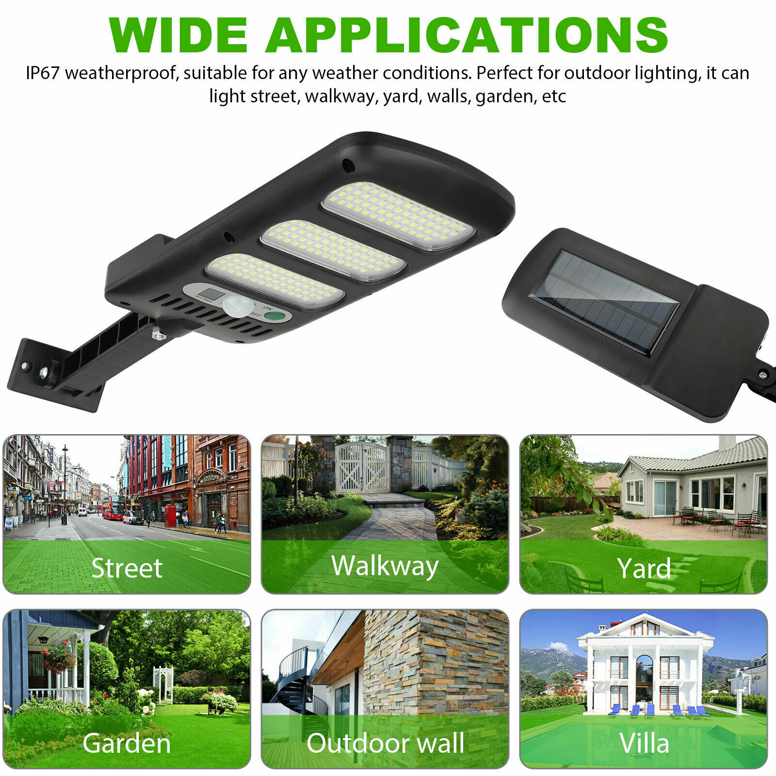 Solar LED Street Light Motion Sensor Remote Control Wall Flood Yard ...