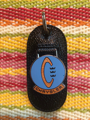 Vintage Leather Car Keychain Vintage key ring key fob Chrysler NOS | eBay