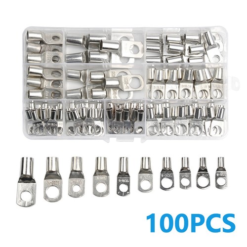 100 x Battery Copper Cable Lugs Crimper Terminal Eyelet Wire Ring ...