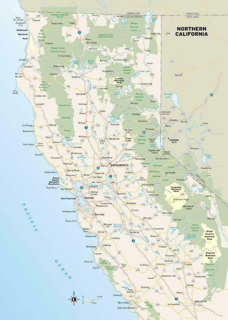 Detailed Road Map Of Northern California Printable Maps