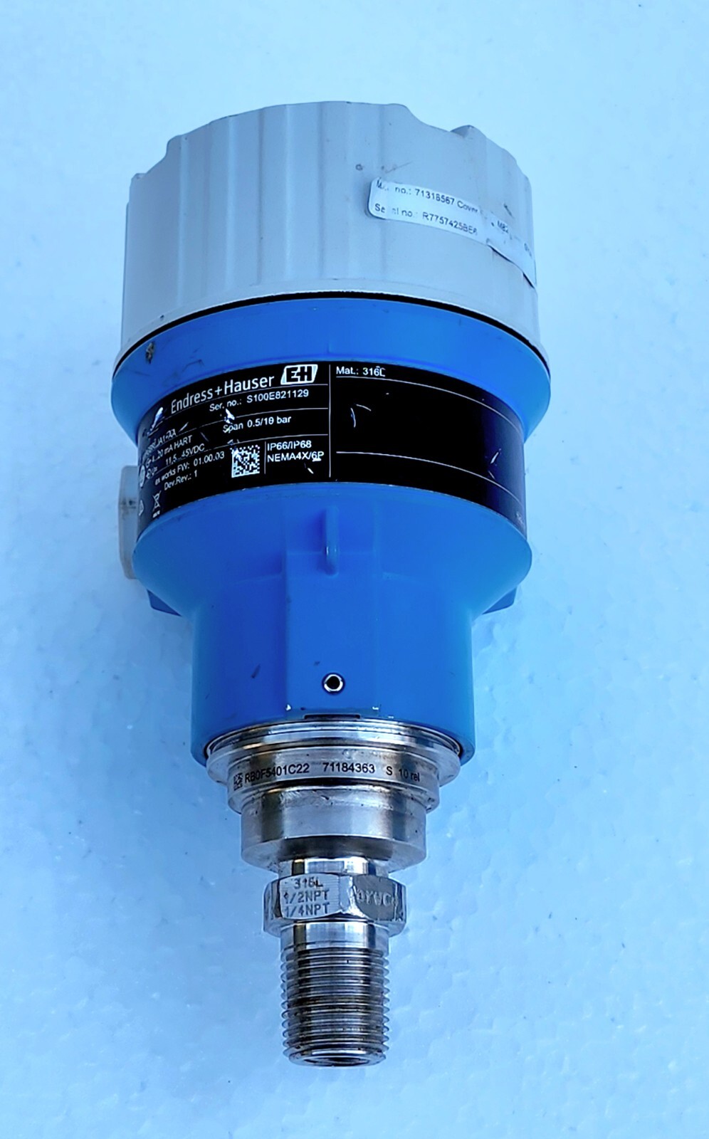 Endress+Hauser Cerabar M PMP51-25M6/0 Pressure Transmitter 0.5/10 BAR 4 ...