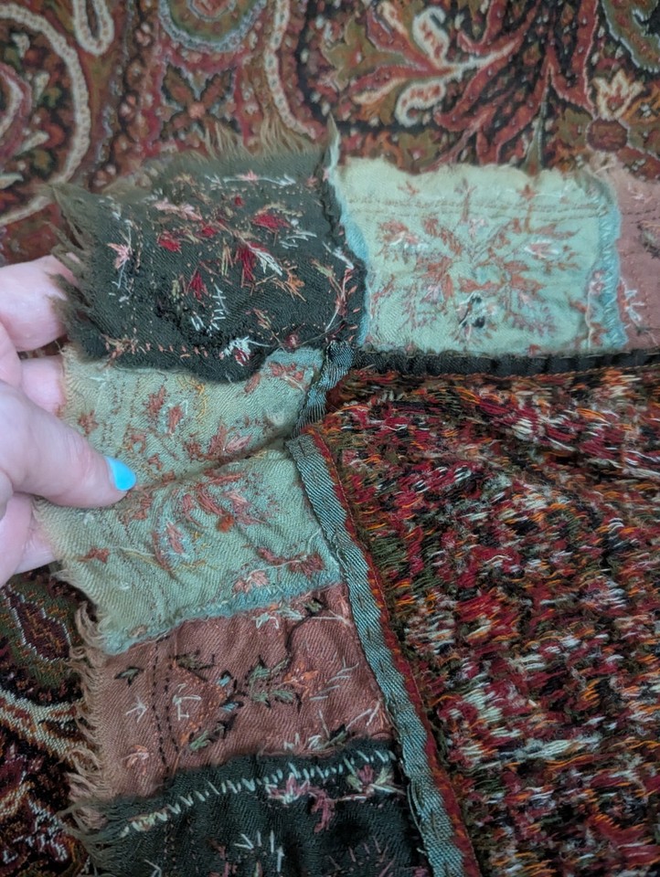 Antique Hand Woven Kashmir Style Paisley 66x66 Textile Art Victorian ...