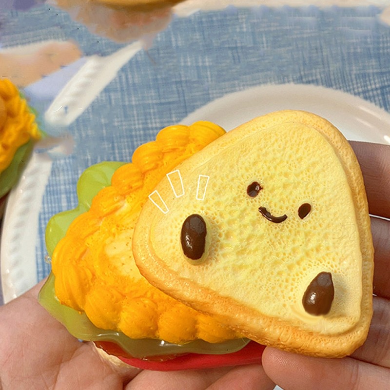 Cartoon Simulation Sandwich Toast Squeezing Decompression Toy Soft ...