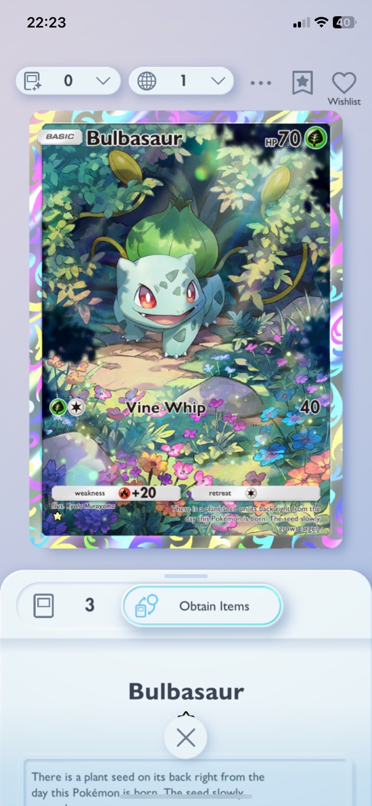 Bulbasaur Pokemon TCG Pocket Mobile Phone Trading Card Game 1 Star Rare ...