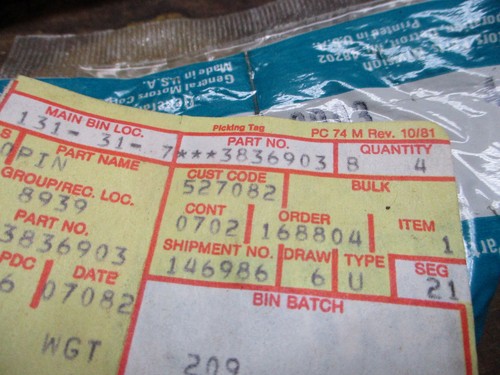 NOS 3836903 GM 1964-1972 Chevrolet Camshaft Sprocket Dowel Pin Pack of ...