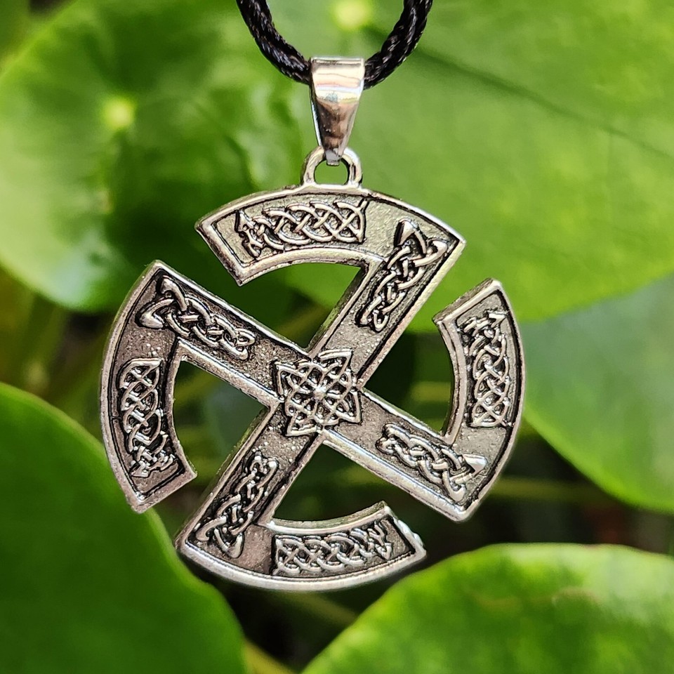 Slavic Sun Wheel Pendant Necklace Kolovrat Celtic Knot Viking Nordic ...
