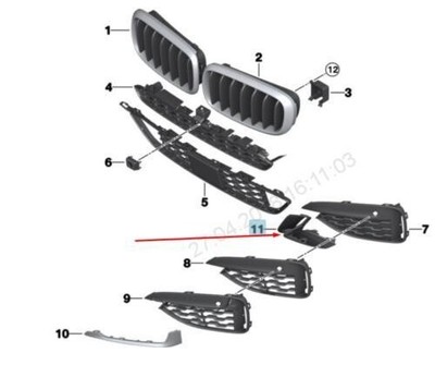 NEW BMW X6 F16 FRONT M BUMPER RIGHT AIR CHANNEL 51118058558 8058558 ...