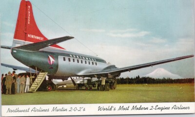 Northwest Airlines Martin 2-0-2's NWA Advertising Unused Postcard G11 ...
