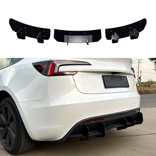3Pcs Rear Bumper Diffuser Lip Trim For Tesla Model 3 2023-2024 Glossy ...