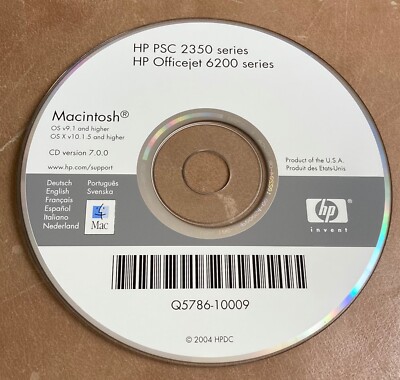 HP PSC 2350 Series & HP Officejet 6200 Series Mac Software Disc | eBay