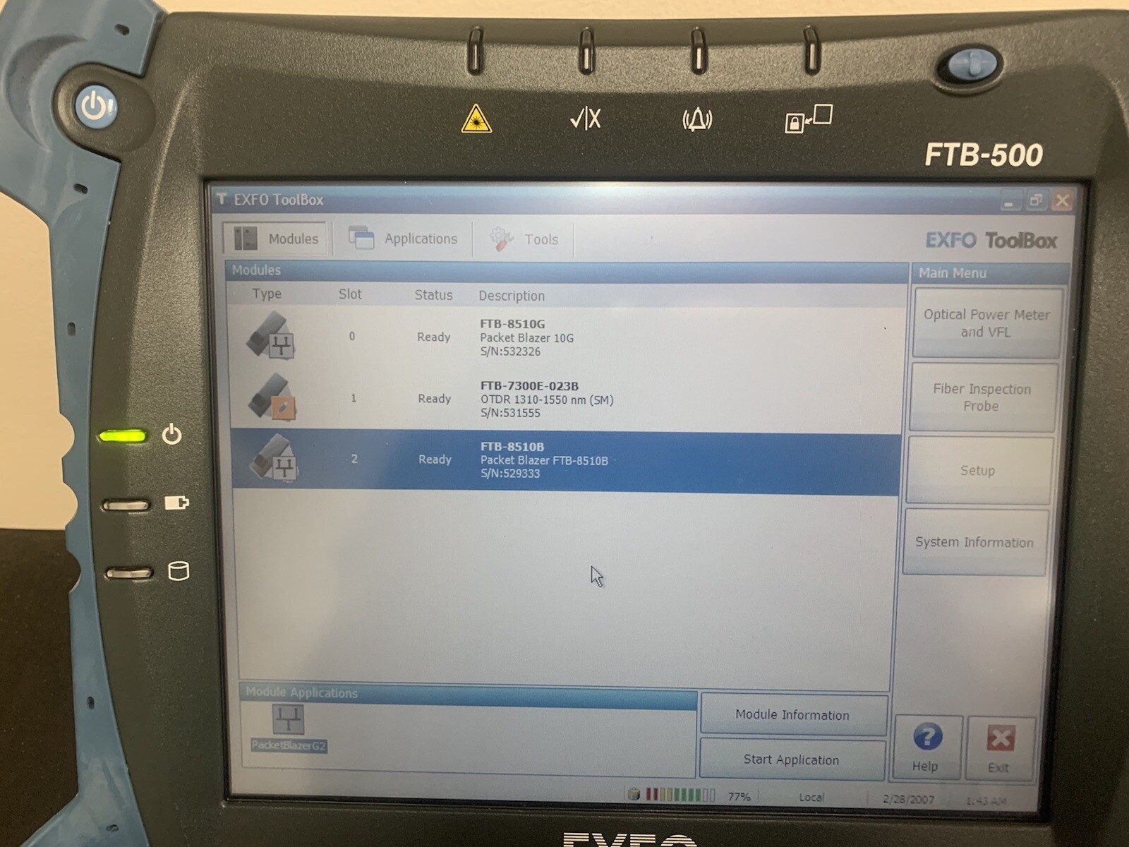 EXFO FTB-500 4 Slot, XP Pro, FTB-7300E, FTB-8510B, FTB-8510G MODULES w ...