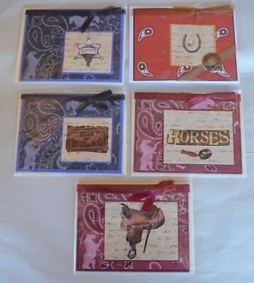 5 Handmade Blank Note Cards & Env Western Horse Theme Asst'd Colors | eBay