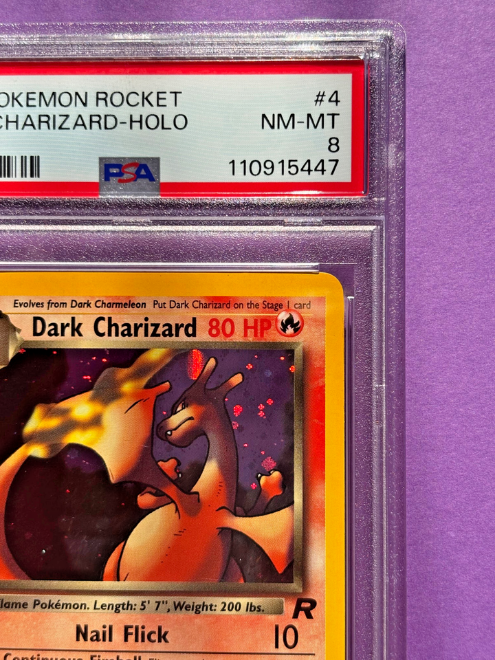 Dark Charizard PSA 8 2000 Pokemon Rocket Unlimited Holo Rare #4/82 NEW ...