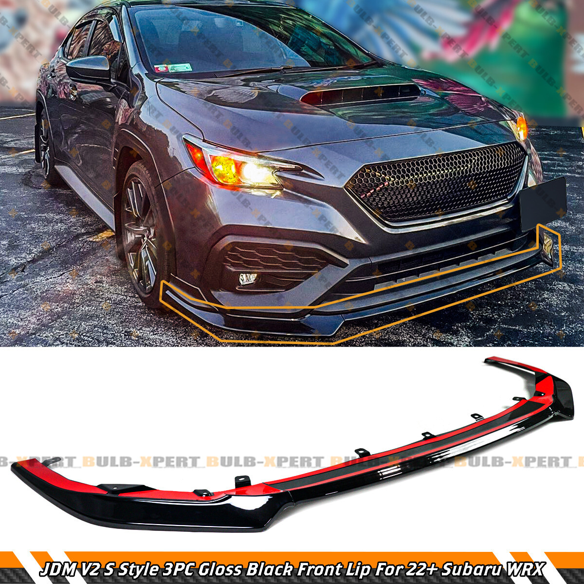 Front Bumper Spoiler Splitter Lip Body Kit For Subaru WRX STI VB