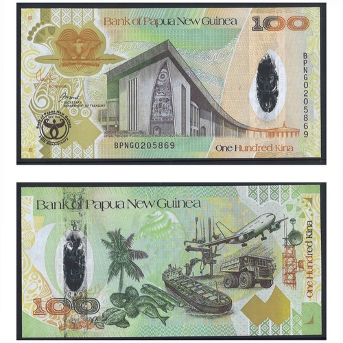 2008 Papua New Guinea One Hundred 100 Kina Paper Banknote UNC Prefix ...