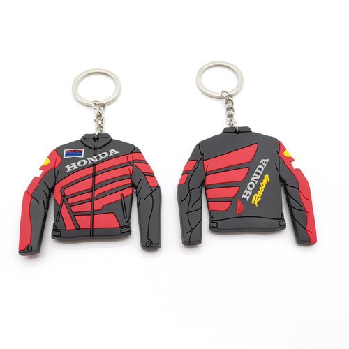 Red Rubber Car Keychain Key Chain for Honda Racing Jacket Key Ring ...