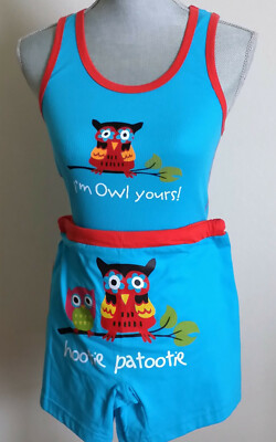 New Women's/Junior's Owl theme Tank & Boxers in Blue Size Extra Large ...