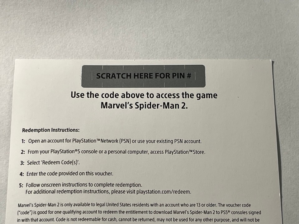Marvel's Spider-Man 2 Sony PlayStation 5 PS5 Game Code Unscratched Fast ...