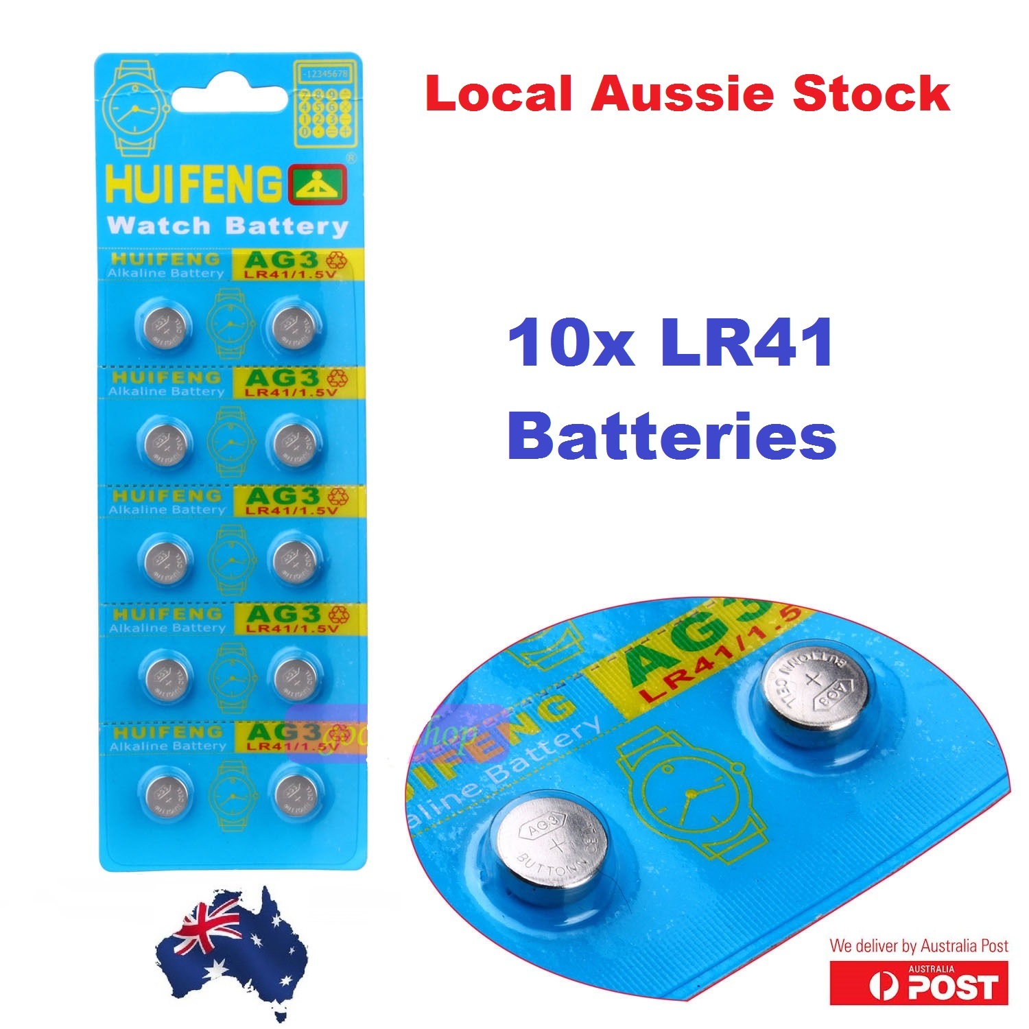 10x LR41 AG3 392 Button Cell Battery 1.5 Volt Alkaline SR41 192 RW87 ...