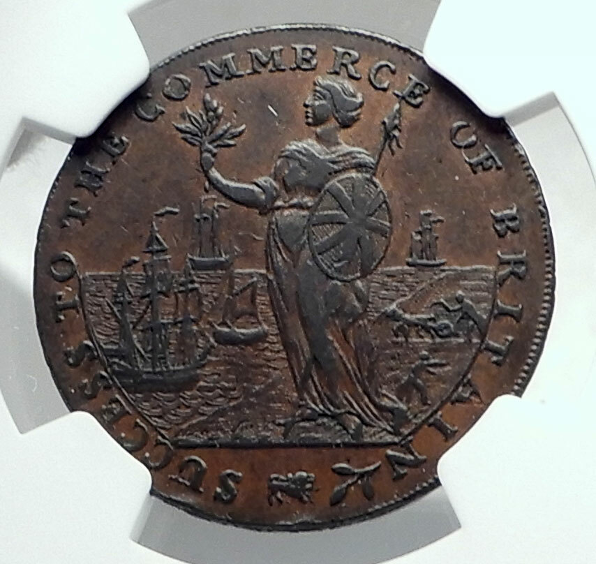 1794 ENGLAND Lincolnshire CONDER TOKEN 1/2 Penny Coin w BRITANNIA NGC ...