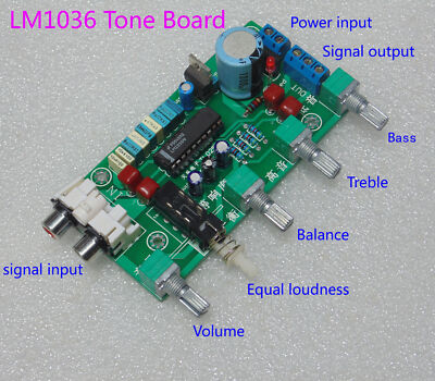 12V LM1036 HIFI Preamp Tone Board Bass Treble Volume Control Pre ...