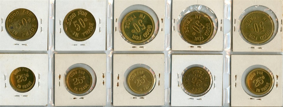 DEER PARK FAIR WASHINGTON 1970 SET OF (10) DIFFERENT TOKENS GOOD FOR ...