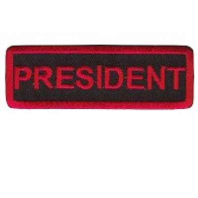 PRESIDENT MOTORCYCLE CLUB - RED ON BLACK EMBROIDERED IRON ON PATCH ...