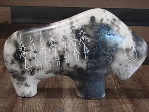 Native American Acoma Pottery Horse Hair Buffalo Sculpture by Yellow ...