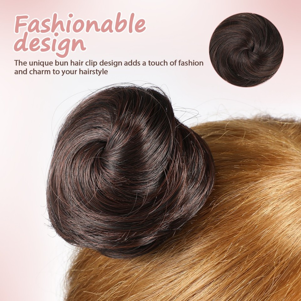 2 Pcs Clip in Space Buns Hair Clips Extensions for Women Claw-clip ...