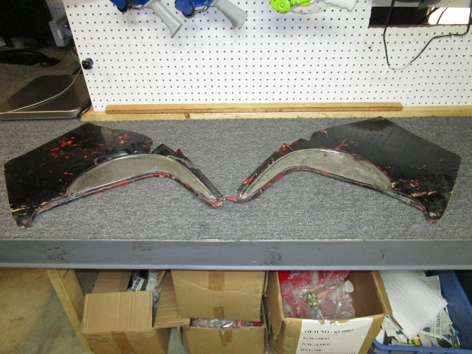 59/62 corvette press molded fiberglass interior floor kick panels pair ...