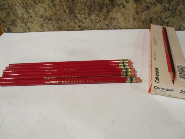 Vintage Col-erase Erasable Carmine Red No. 1277 Eberhard Faber Colored ...