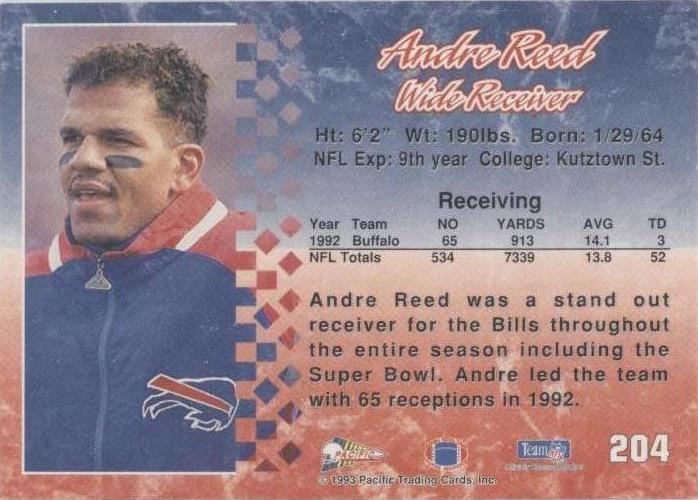 1993 Pacific Andre Reed #204 for sale | eBay