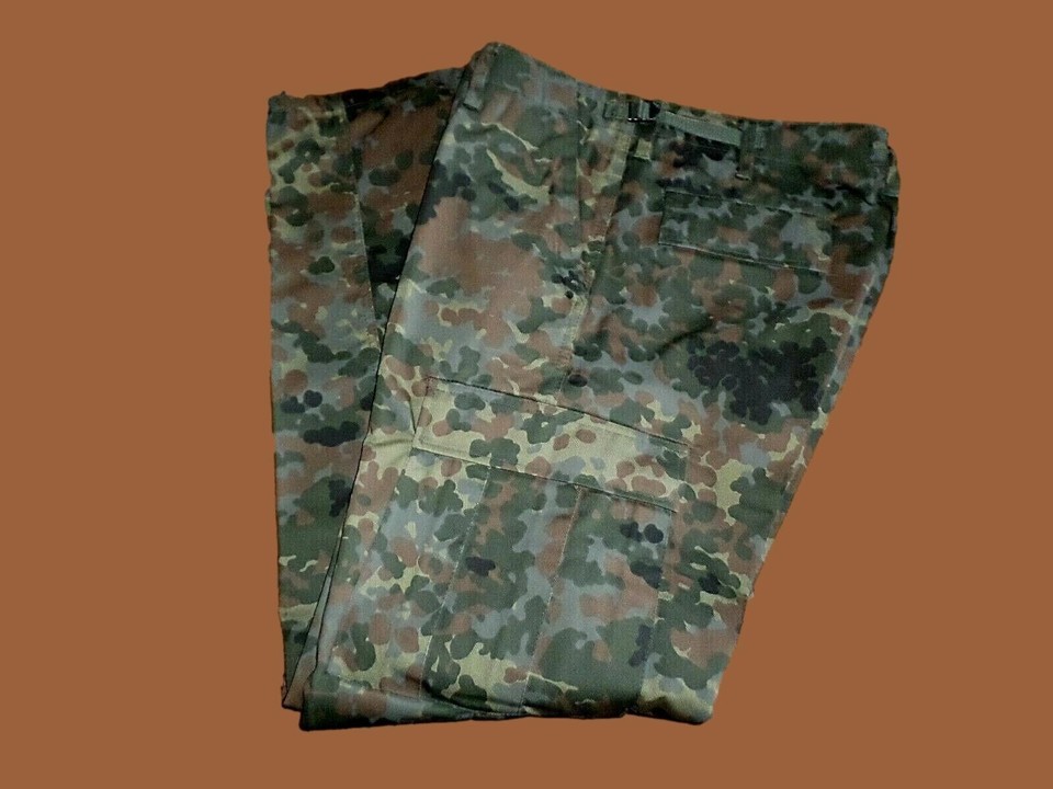 GERMAN FLECKTARN CAMOUFLAGE PANTS MILITARY BDU CARGO 6 POCKET FATIGUE ...