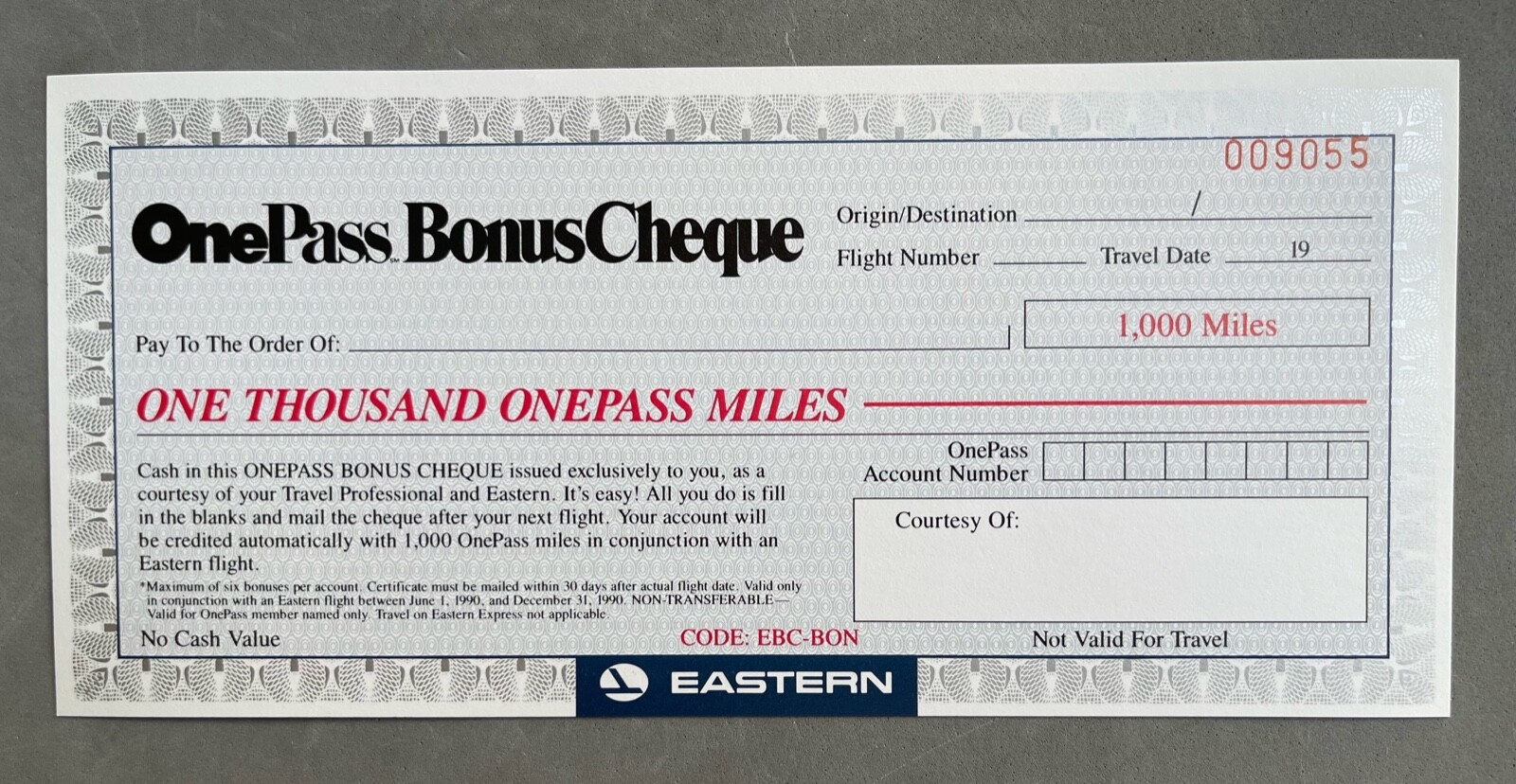 Eastern Airlines OnePass Bonus Cheque - Lot of 10 | eBay