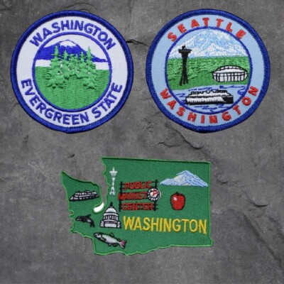 Washington State Patch Set - Seattle, Tacoma, Evergreen State, Needle ...