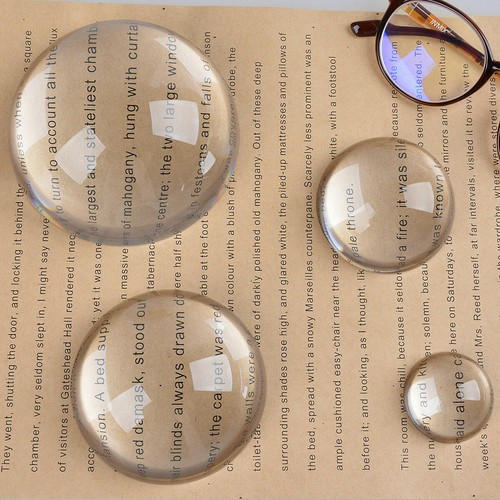 2PCS Clear Half Sphere Crystal Ball Paperweight Magnifying Glass Decor ...