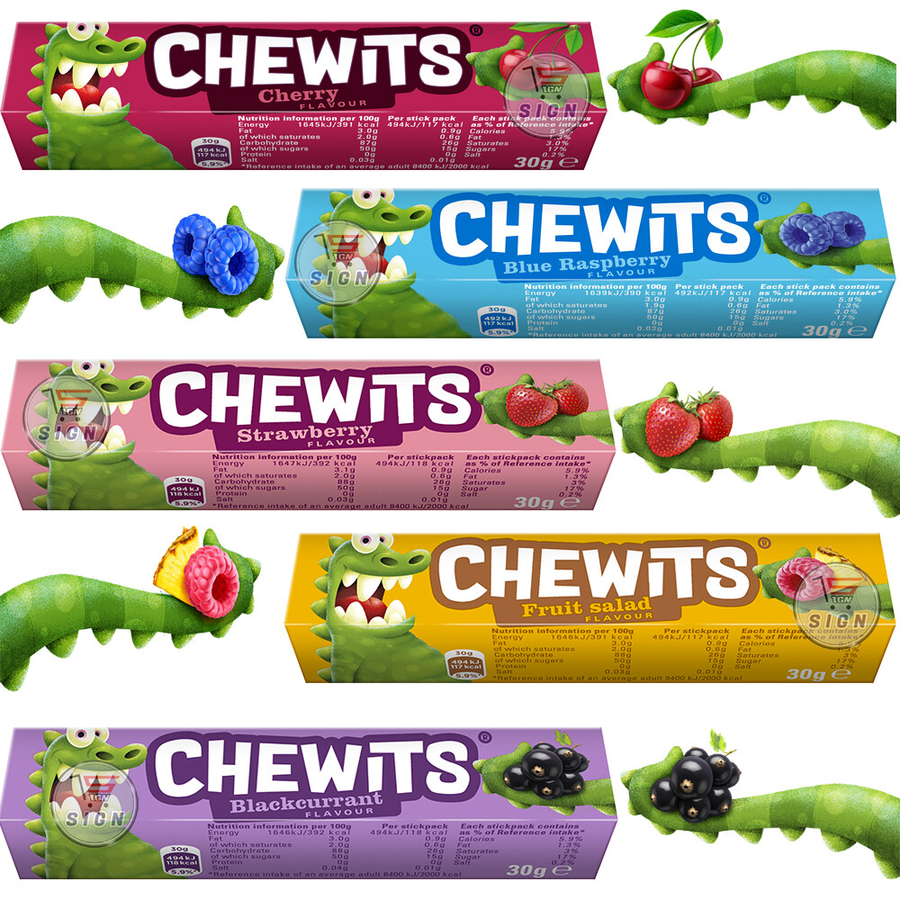 Chewits Cherry Cola ,Strawberry Blackcurrant Blue raspberry Fruit ...